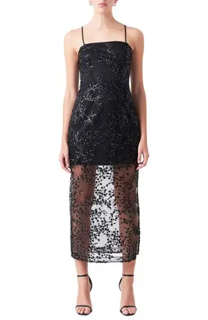 Endless Rose Sequin Midi Dress - Black