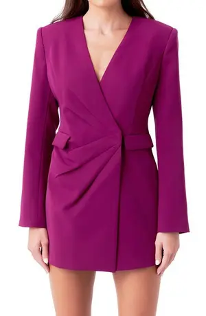 Endless Rose Draped Long Sleeve Blazer Romper