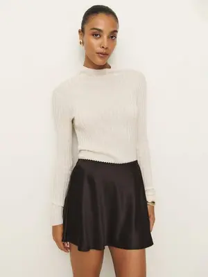 REFORMATION Brandy Satin Skirt - Brown
