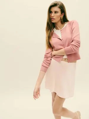 REFORMATION Brandy Satin Skirt Pink