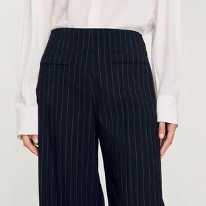 Sandro Striped Wide-leg Trousers - Black