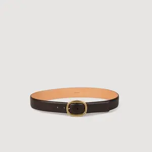 Sandro Leather Belt - Dark Brown