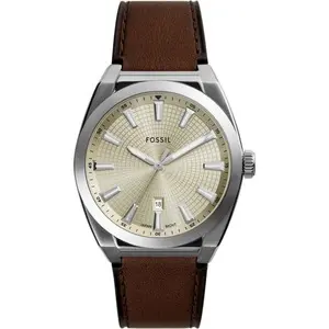 Fossil Everett Leather Strap Watch - Brown