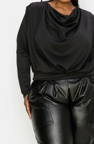 L I V D Cowl Neck Long Sleeve Top