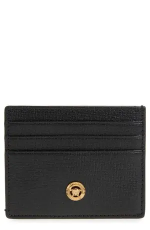 Versace Medusa Grained Leather Card Case - Black Versace Gold
