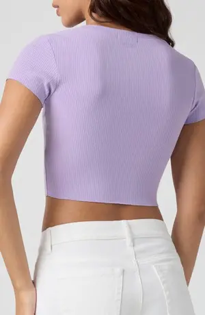 FLORENCE BY MILLS Softie Rib Short Sleeve Crop Top - Millie Lavender
