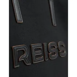 REISS Brand Appliqué Canvas Tote Bag - Black
