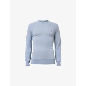 ALLSAINTS Mode Merino Marl-Pattern Wool Crew Jumper Willow Blue