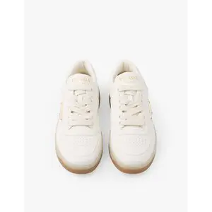 Prada Downtown Logo-embellished Leather Low-top Trainers - Neutral
