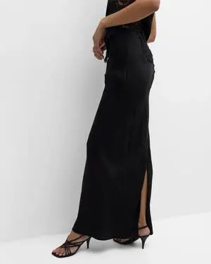 A.L.C. Greta Satin Maxi Skirt - Black