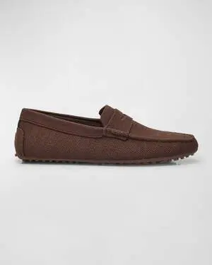 Peter Millar Cruise Knit Driver Penny Loafers - Mocha