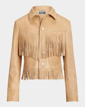 Polo Ralph Lauren Fringe Waxed Leather Jacket