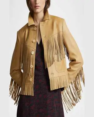 Polo Ralph Lauren Fringe Waxed Leather Jacket
