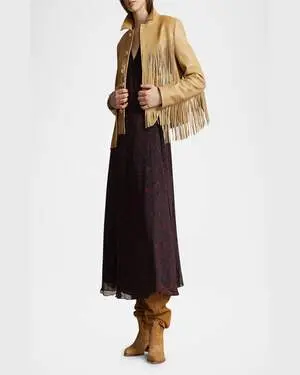 Polo Ralph Lauren Fringe Waxed Leather Jacket
