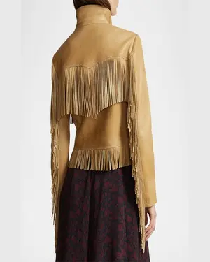 Polo Ralph Lauren Fringe Waxed Leather Jacket