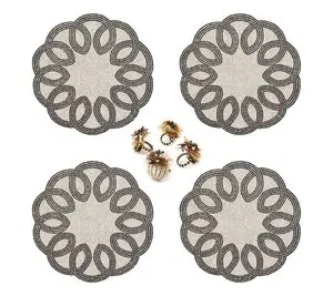 MACKENZIE-CHILDS Set Of 4 Placemats And Set Of 4 Napkin Rings - One-color