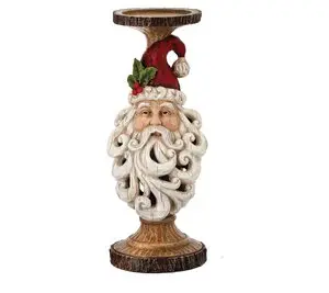 VALERIE PARR HILL 12.5' Resin Santa Head Cutout Beard Candle Hold Er Valerie - One-color