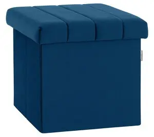 SEVILLE CLASSICS Blue Velvet Storage Ottoman, 1 5.7' W X 15.7'h - One-color
