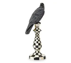 MACKENZIE-CHILDS Haunted House Courtly Check Pedestal Crow - One-color
