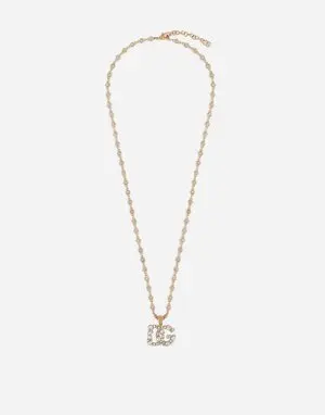 Dolce & Gabbana Rhinestone Dg Logo Link Necklace - Gold