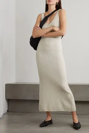 Arch4 Viola' Ribbed Silk And Cashmere Blend Maxi Dress