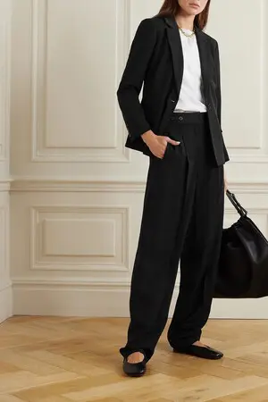 JOSEPH Timothy Pleated Twill Wide-leg Pants