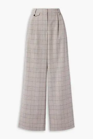 Co Pleated Checked Twill Wide-leg Pants