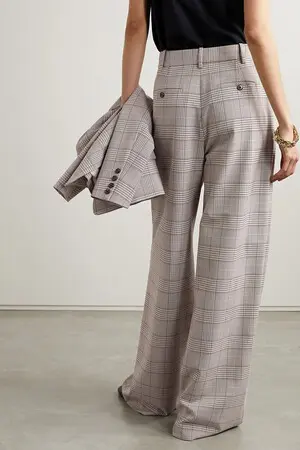 Co Pleated Checked Twill Wide-leg Pants
