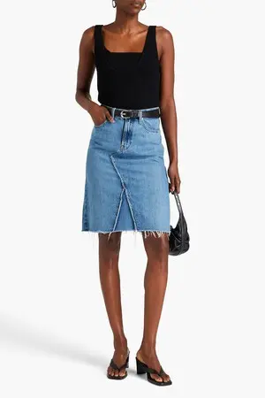 FRAME Frayed Denim Skirt