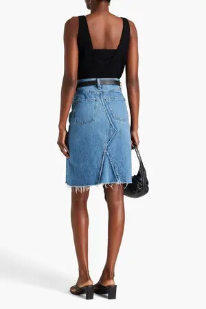 FRAME Frayed Denim Skirt
