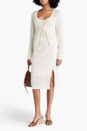 JOSEPH Pointelle-trimmed Ribbed-knit Skirt - Ivory