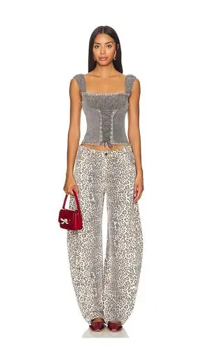 Lioness Palmer Corset With Lace Trim - Washed Grey