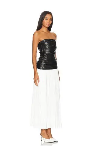 Simkhai Arie Faux Leather Bustier Midi Dress - Black Multi