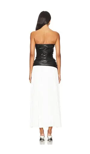 Simkhai Arie Faux Leather Bustier Midi Dress - Black Multi