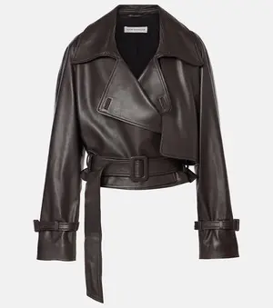 Nour Hammour Hatti Leather Biker Jacket - Brown