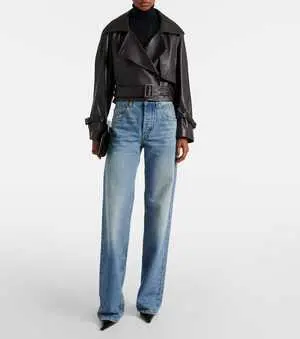 Nour Hammour Hatti Leather Biker Jacket - Brown