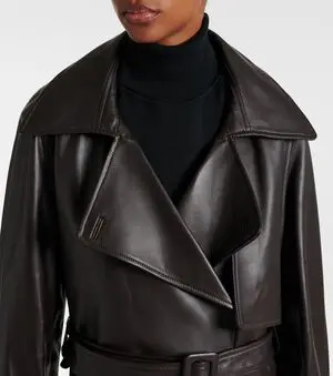 Nour Hammour Hatti Leather Biker Jacket - Brown