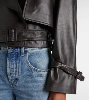Nour Hammour Hatti Leather Biker Jacket - Brown