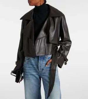 Nour Hammour Hatti Leather Biker Jacket - Brown