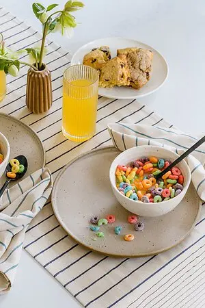 ANCHAL Stripe Block Print Table Runner - Navy