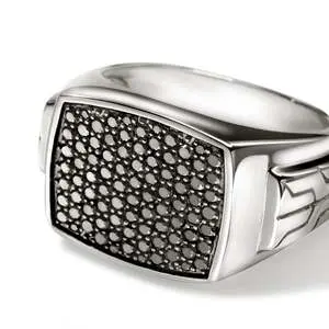 John Hardy Signet Ring With Black Sapphires