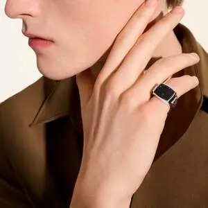 John Hardy Signet Ring With Black Sapphires