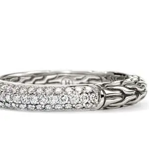 John Hardy Essential Diamond Band Ring - Sterling Silver