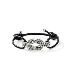 John Hardy Sterling Silver And Leather Love Knot Bracelet - Black