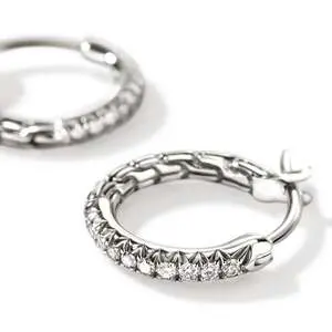 John Hardy Essential Pavé Hoop Earrings - Sterling Silver