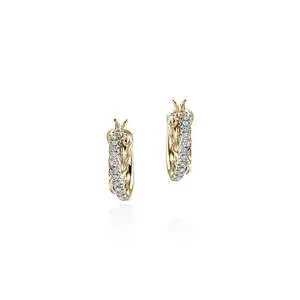 John Hardy Essential Pavé Crossover Hoop Earrings - Gold