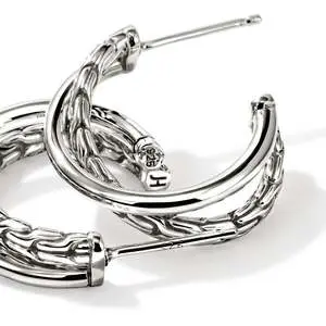 John Hardy Essential Crossover Hoop Earrings - Sterling Silver