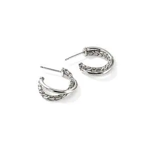 John Hardy Essential Crossover Hoop Earrings - Sterling Silver