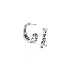 John Hardy Essential Crossover Hoop Earrings - Sterling Silver