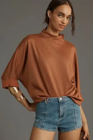 Anthropologie By Anthropologie Whitley Mock-Neck Top Brown
